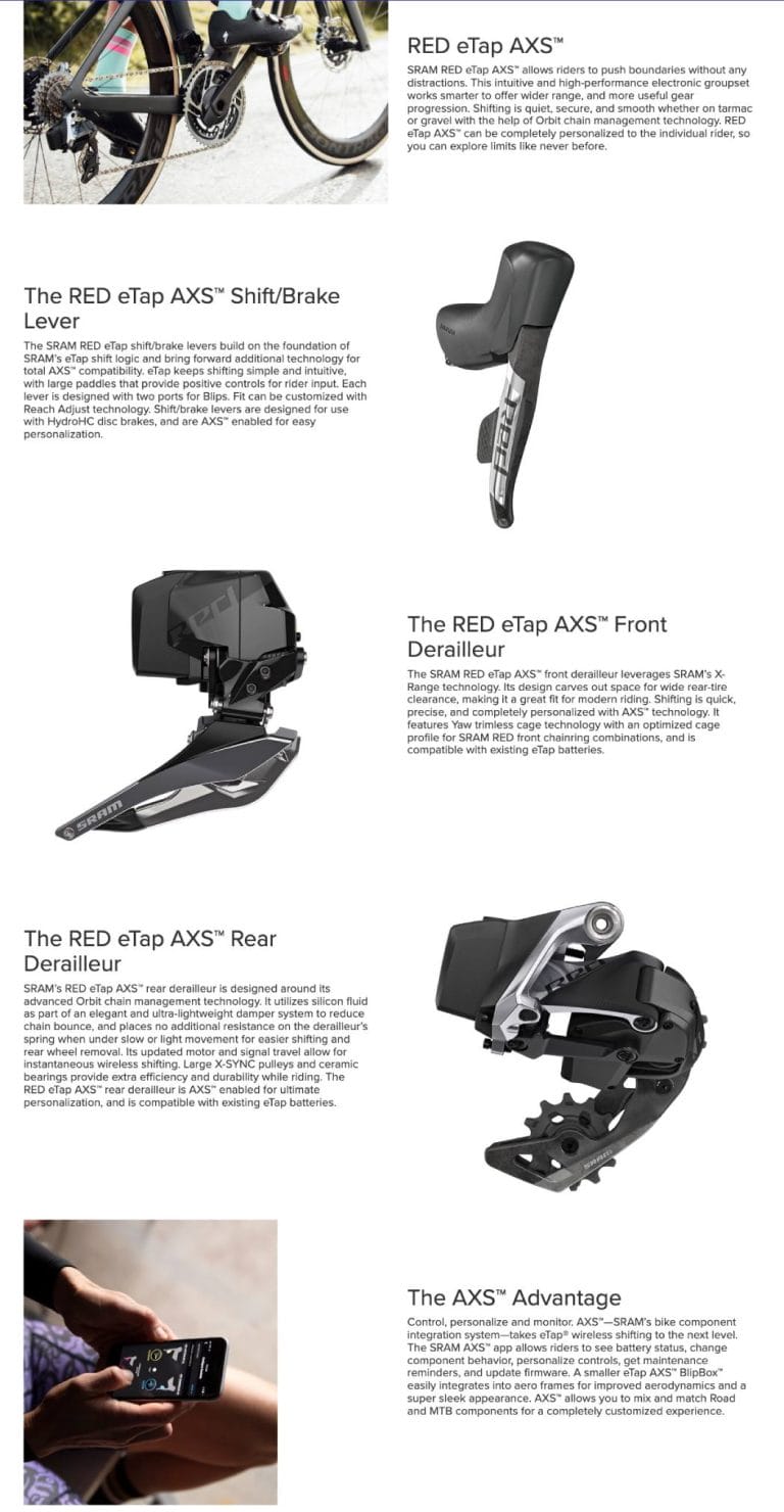 SRAM RED ETap AXS Electronic Road Groupset - 2x, 12-Speed, Cable Brake ...