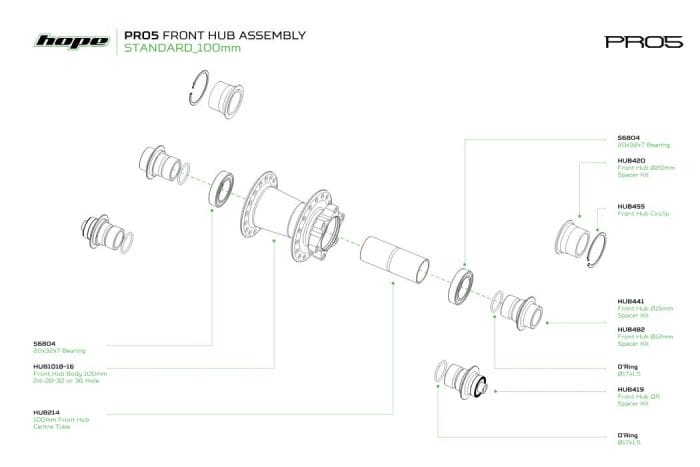 Hope Pro 5 Front 6 Bolt - 24H - 100mm Brand New All Colors - The LBS